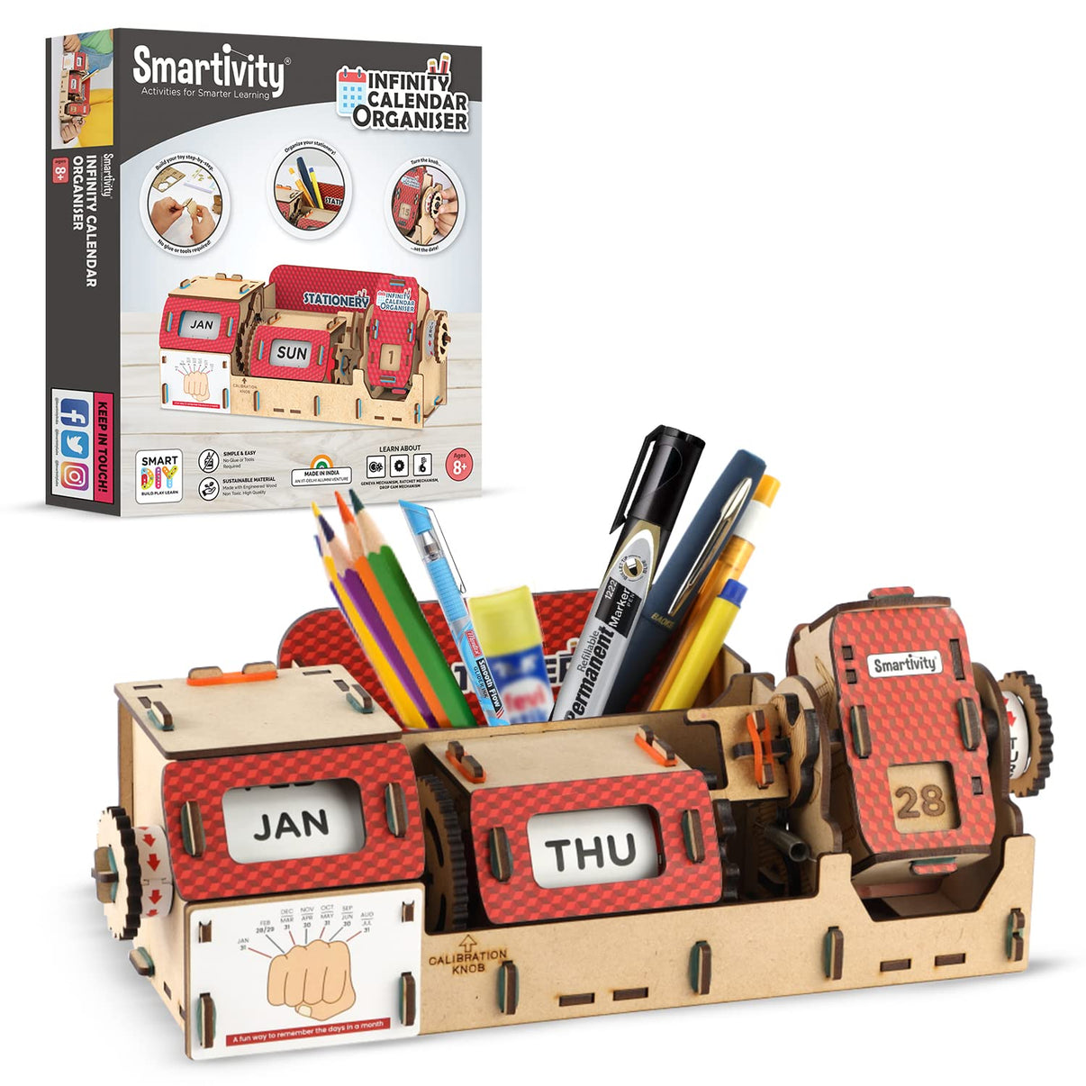 Arjoos | Smartivity Table-Top Infinity Calendar & Desk Organizer for K ...